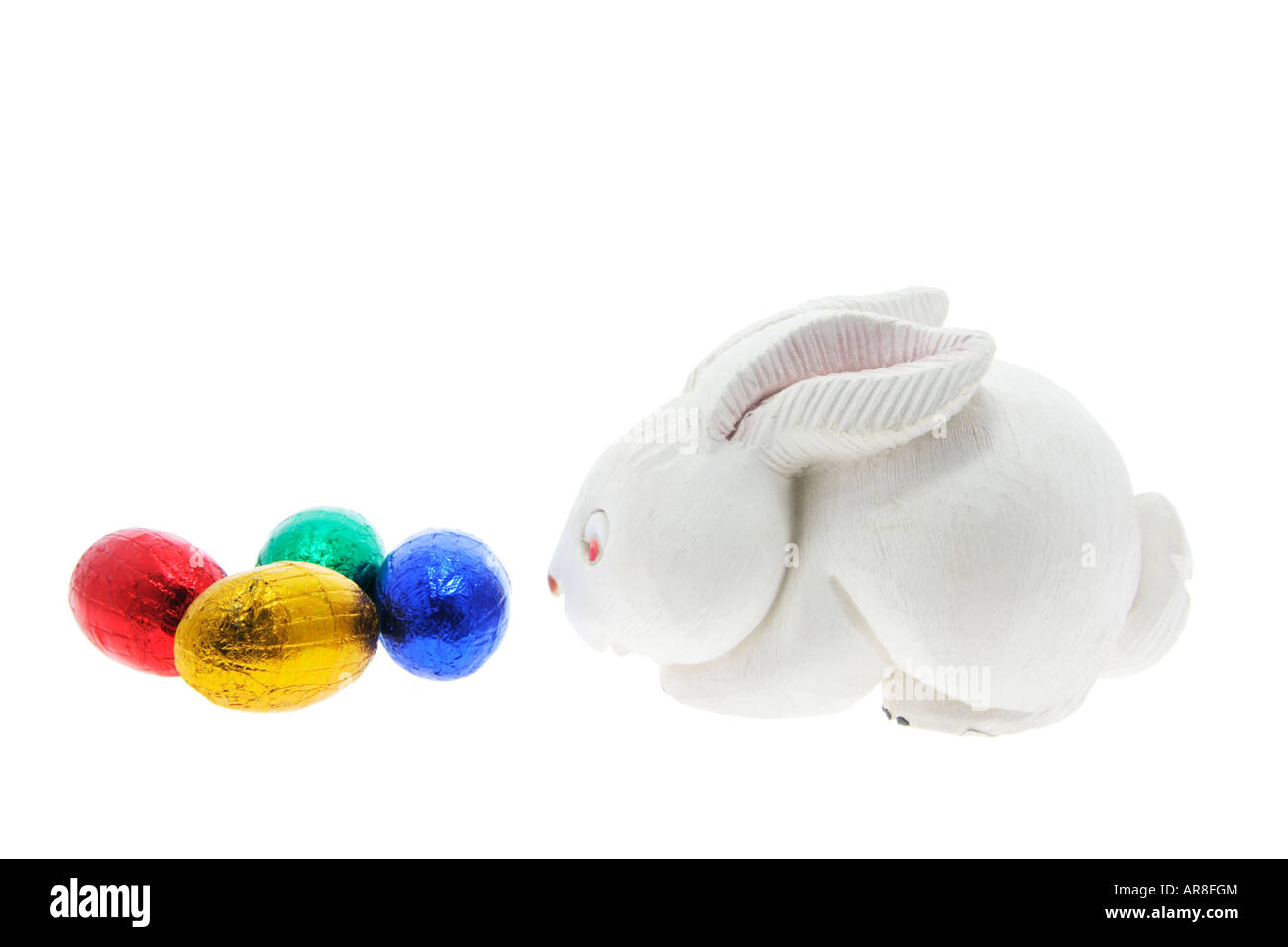 Easter white rabbit eggs Cut Out Stock Images & Pictures - Alamy