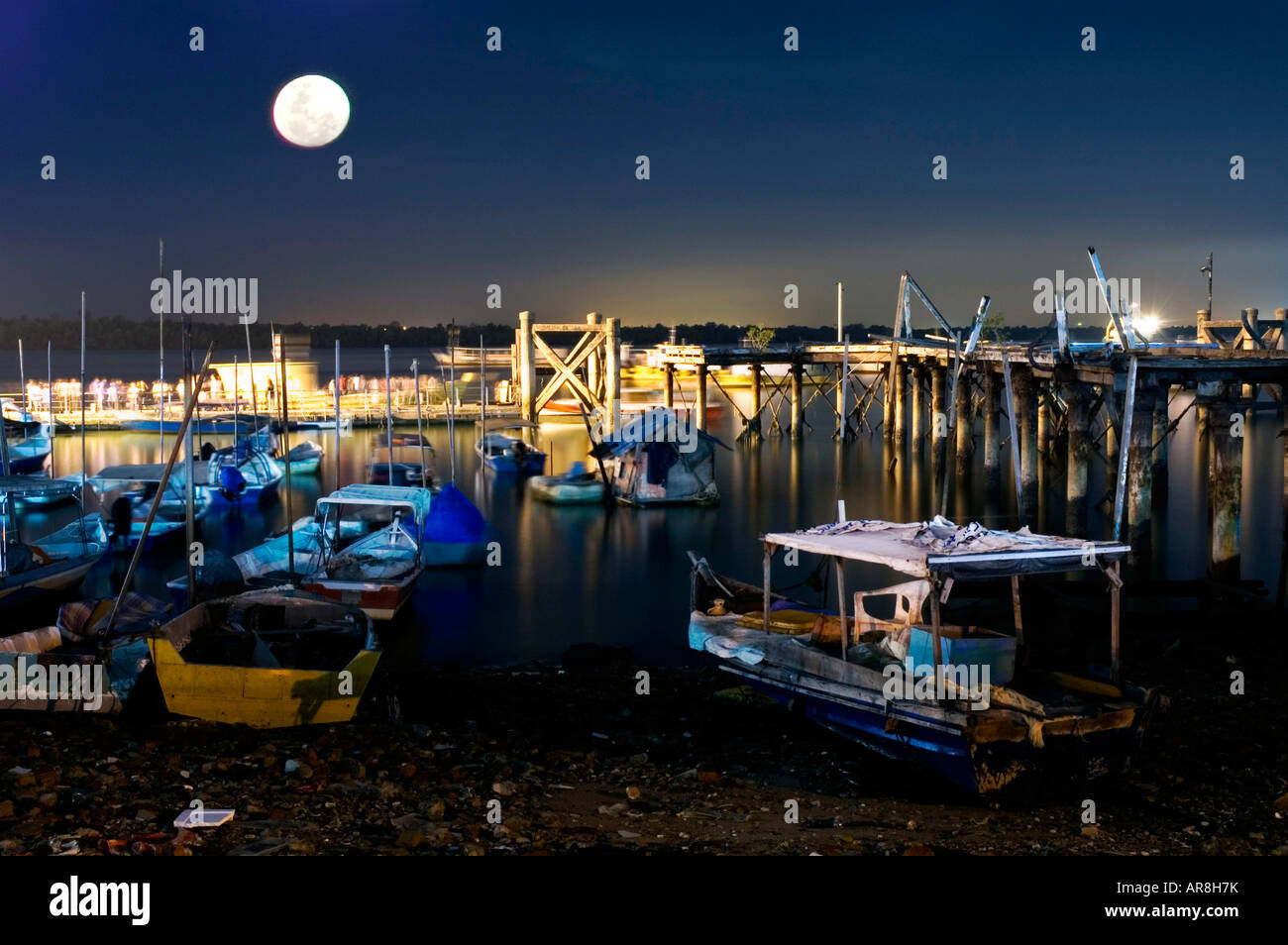 Full moon in the night of Klang old port, Malaysia Stock Photo - Alamy