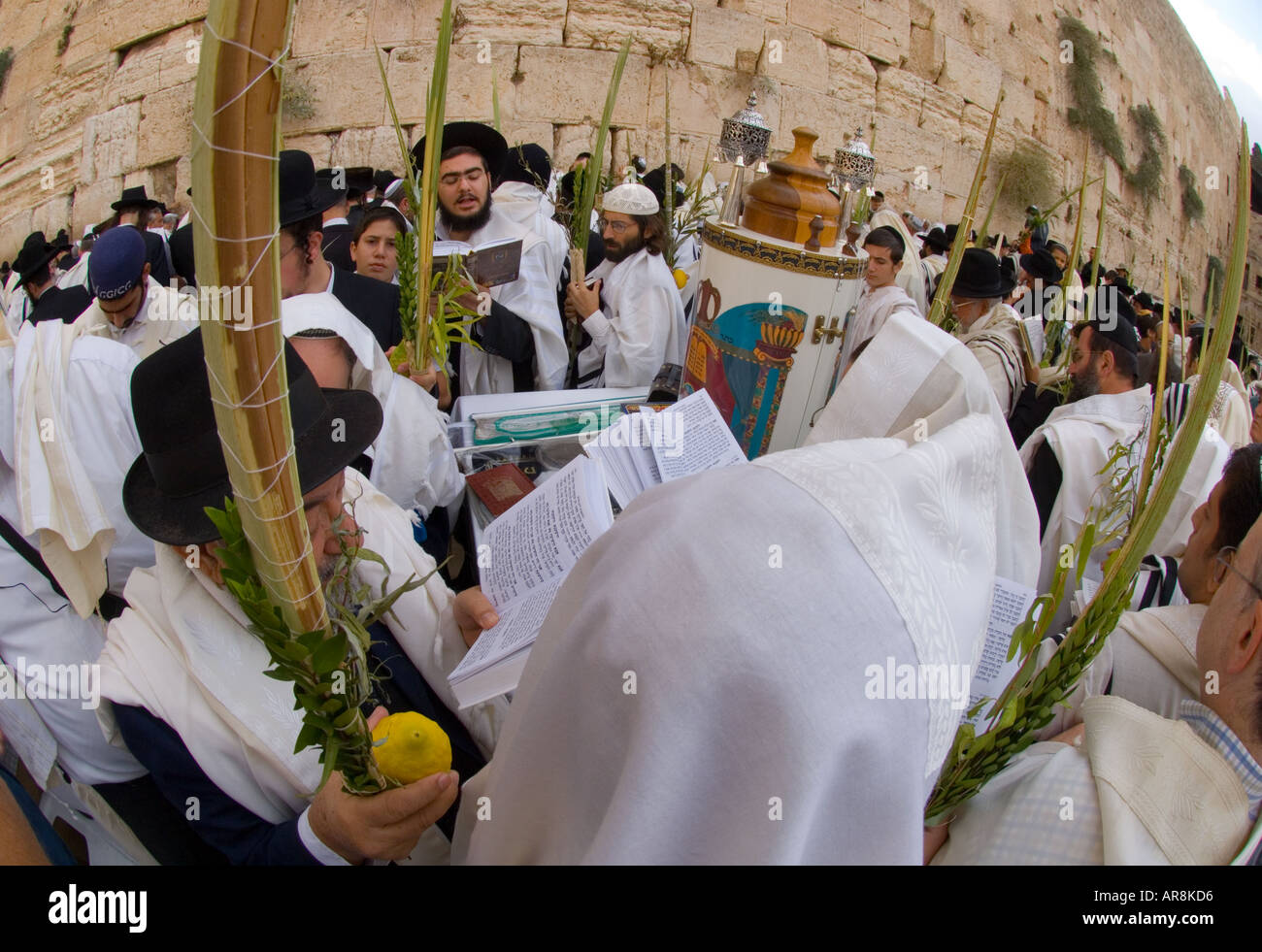 Israel Jerusalem Western Wall Sukot festival festival of booths group ...