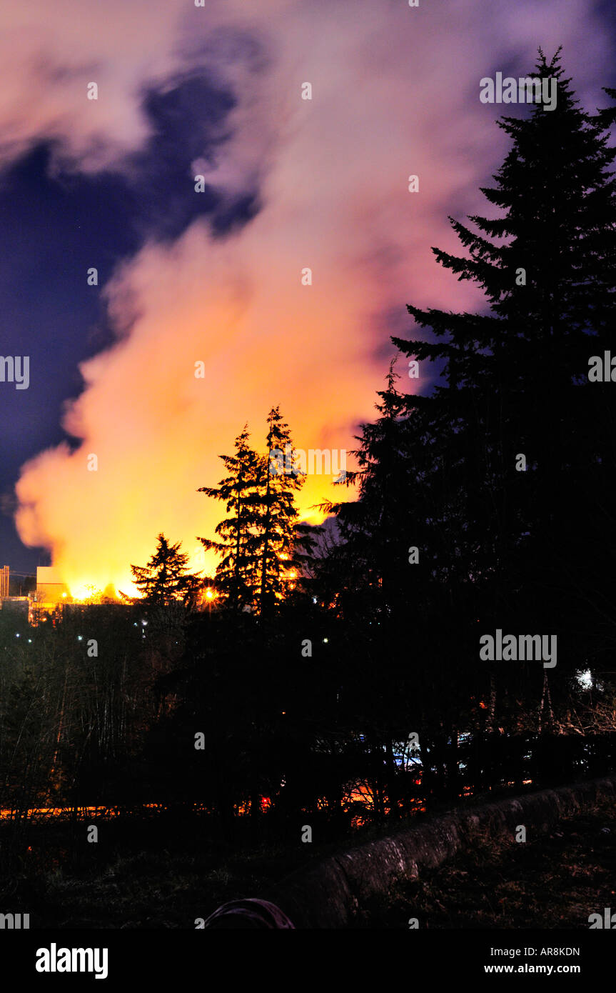 Industrial pollution at night Stock Photo - Alamy