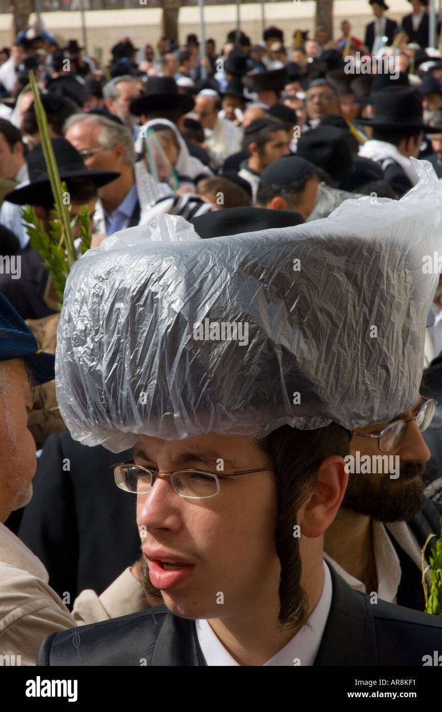 Israel Jerusalem Western Wall crowd of Jewish pilgrims with portrait of ...