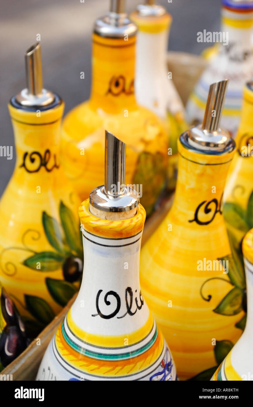 Ceramic oil bottles, Italy Stock Photo - Alamy
