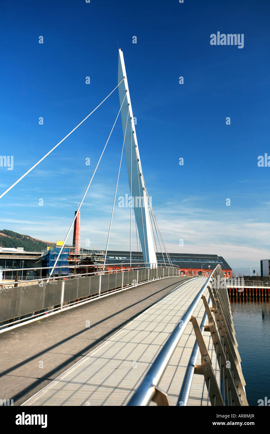 Swansea Sail bridge millennium project spanning the Tawe river and ...
