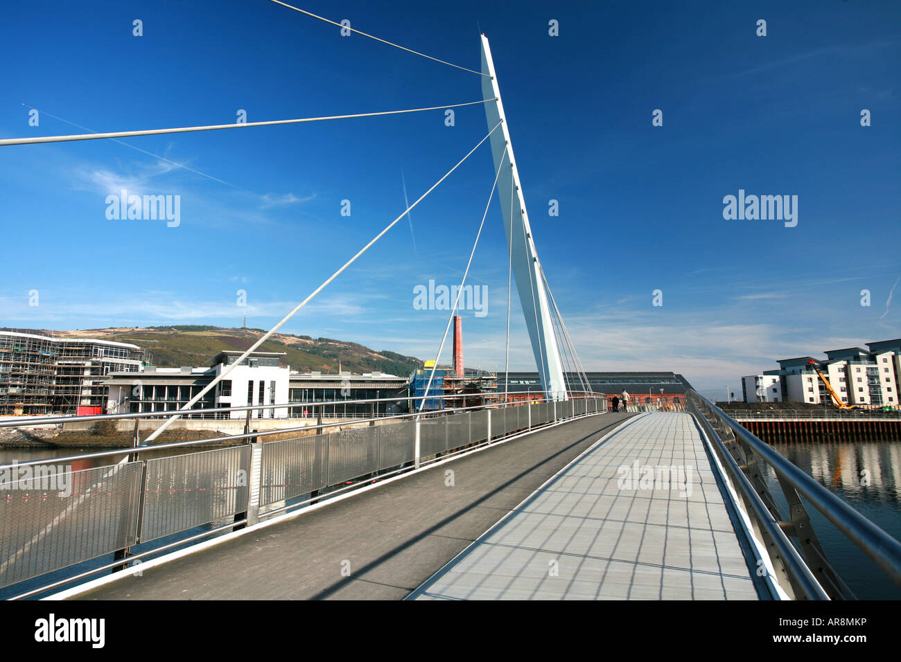 Swansea Sail bridge millennium project spanning the Tawe river and ...