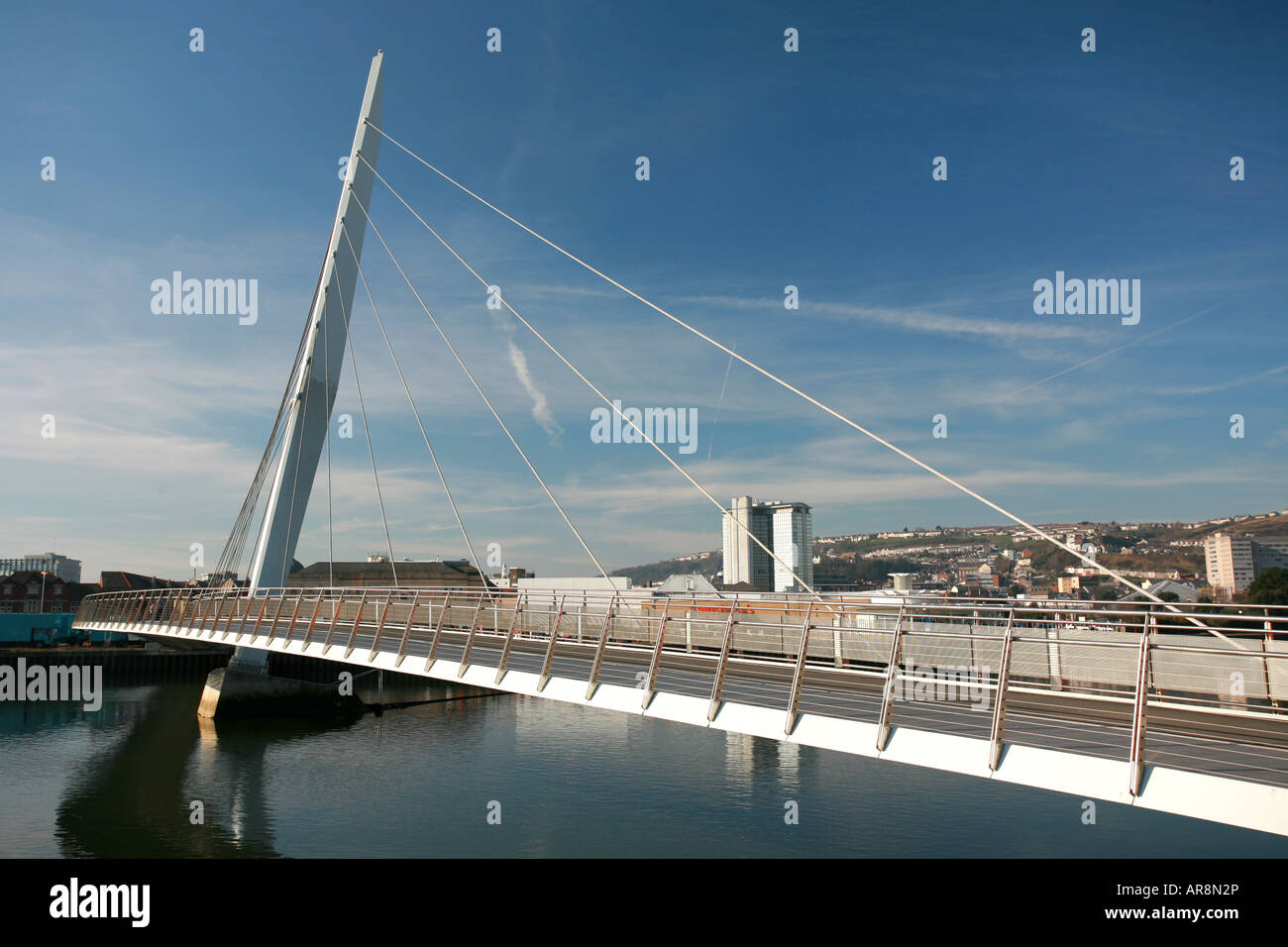 Swansea Sail bridge millennium project spanning the Tawe river and ...