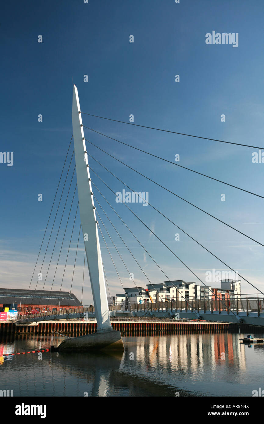 Swansea Sail bridge millennium project spanning the Tawe river and ...