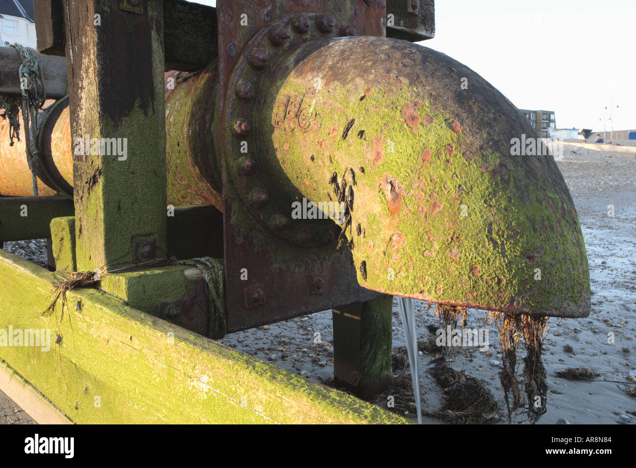 Sewer pipe outlet in sunlight on Bognor beach Stock Photo - Alamy