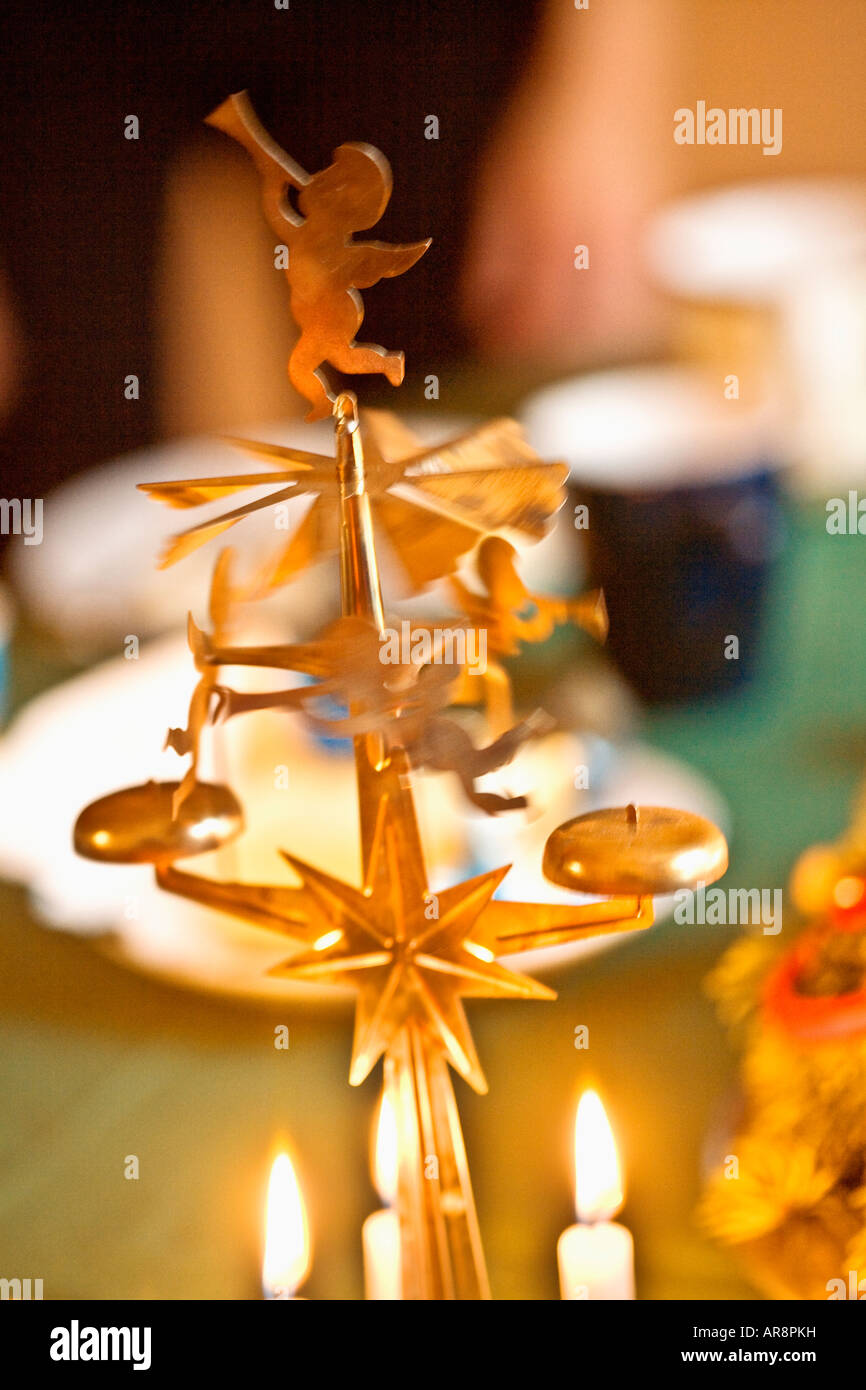 CHRISTMAS DECORATIONS ANGELS TURNING AROUND RINGING BELLS Stock Photo ...