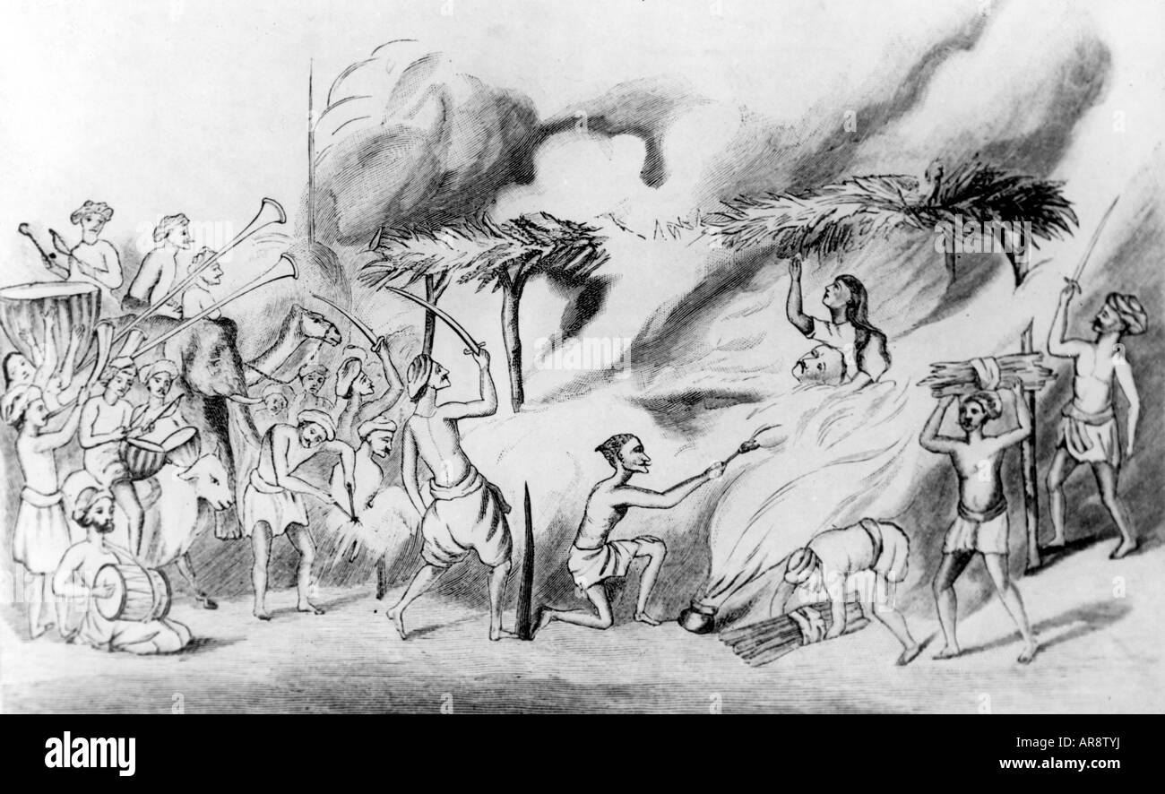 religion, hinduism, Sati, engraving, drawing by Acworth, 19th century ...