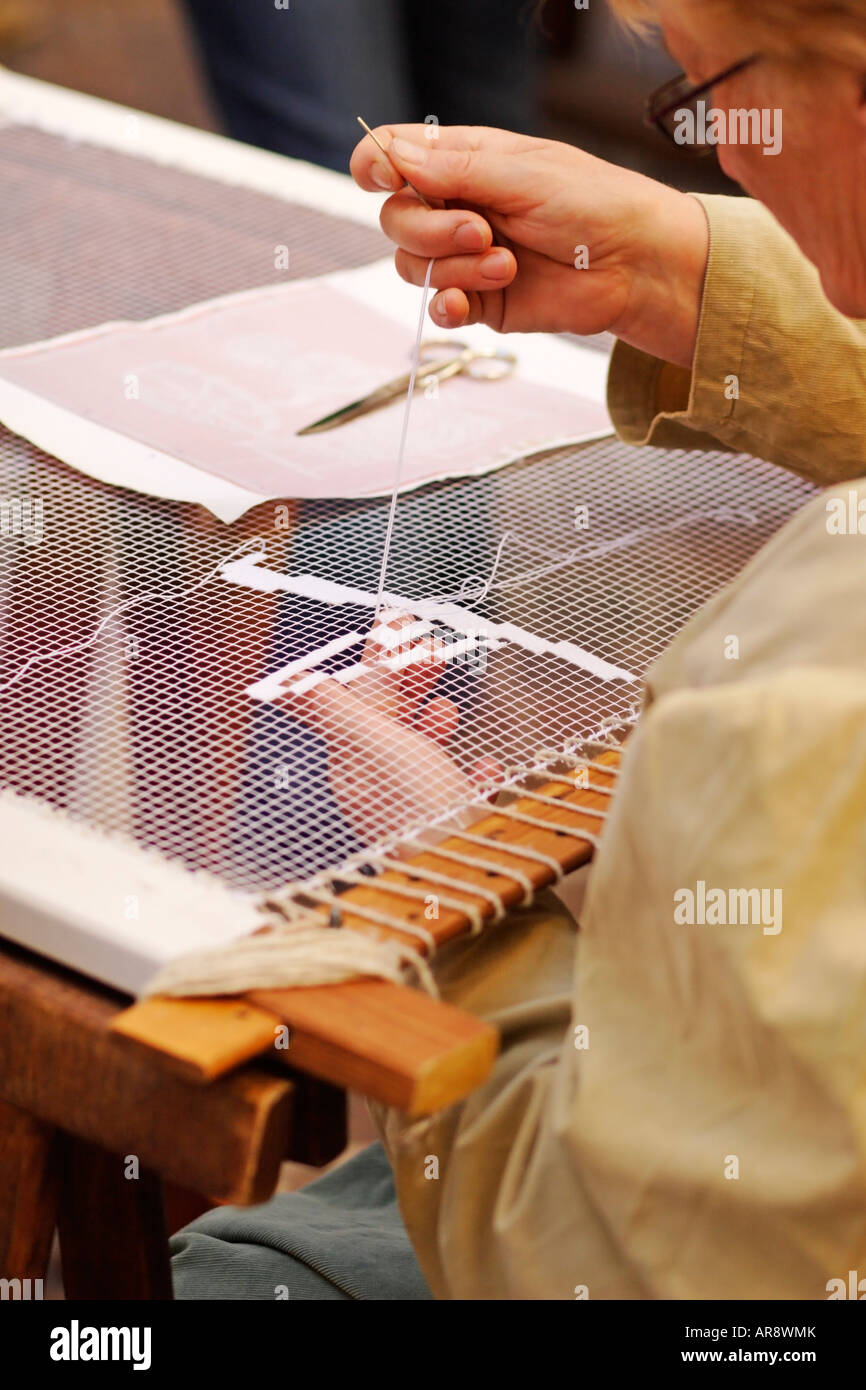 Embroidery presentation during festival in Trento, Italy Stock Photo ...
