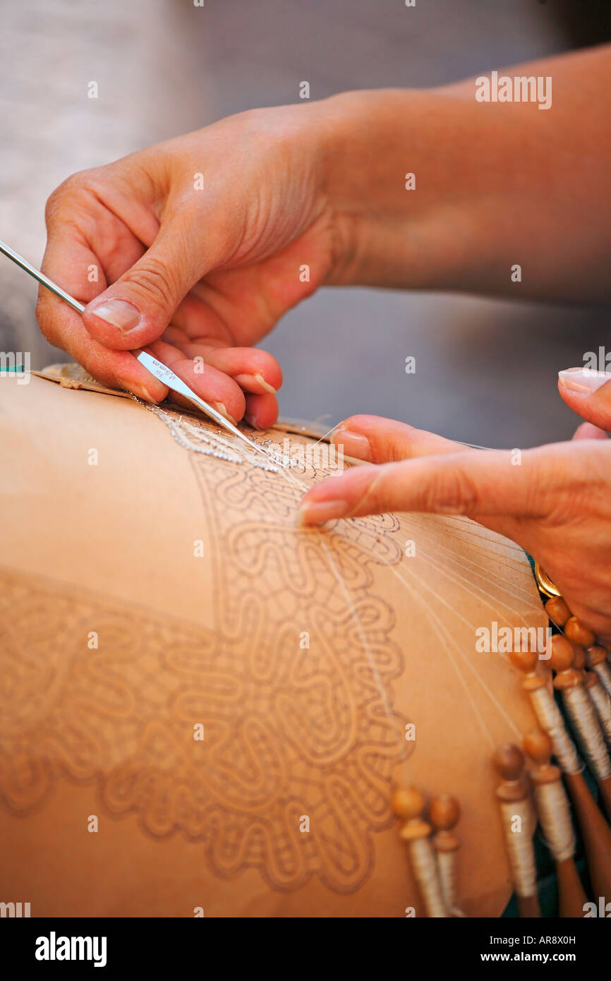 Embroidery presentation during festival in Trento, Italy Stock Photo ...