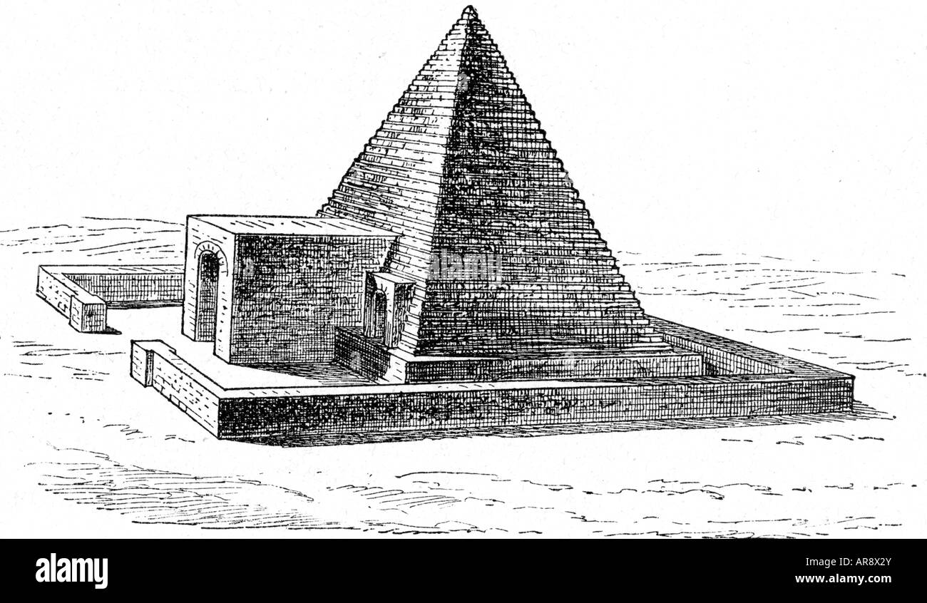 geography, Egypt, Abydos, pyramids, pyramid, engraving, 19th century ...
