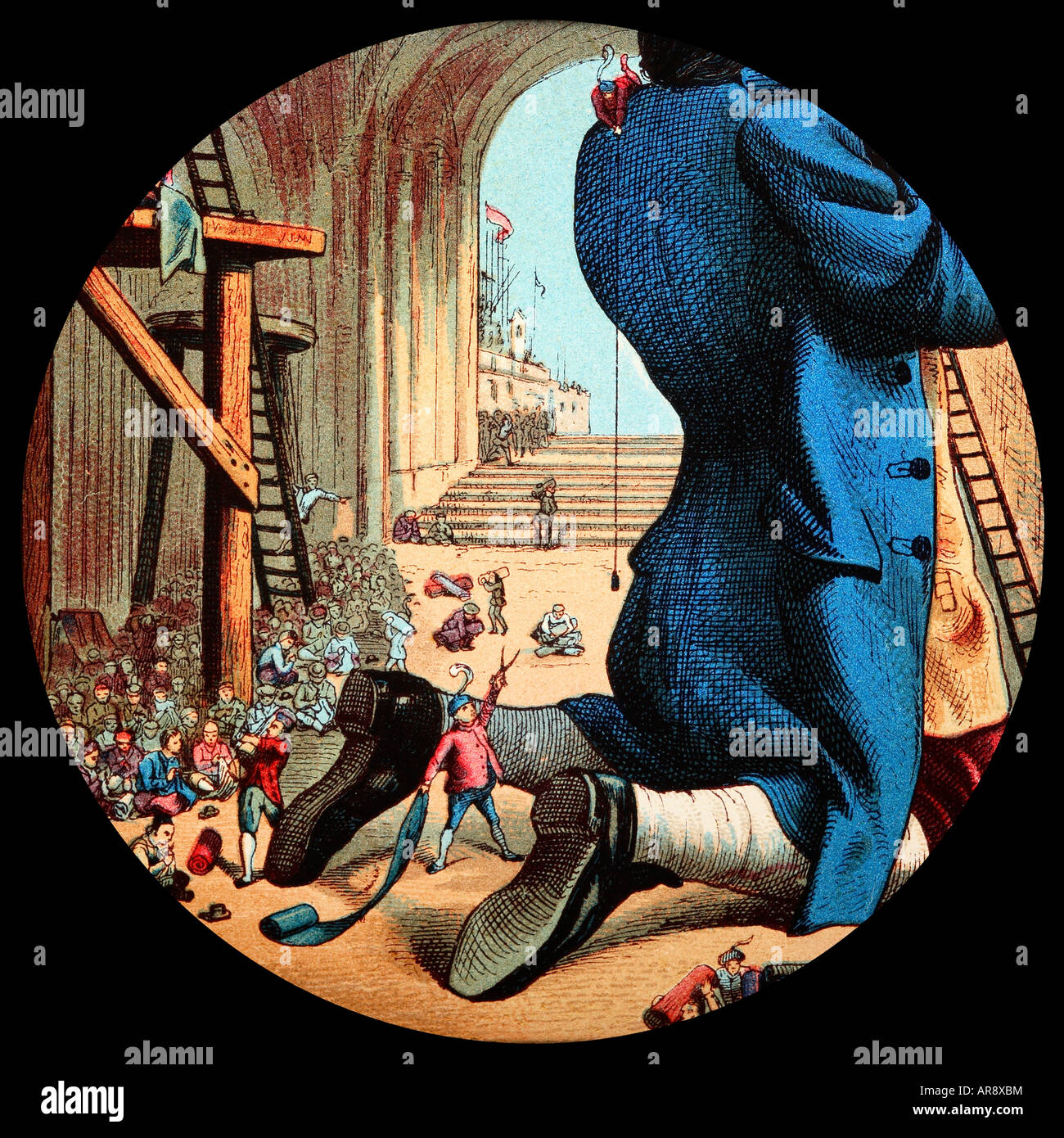 Old Glass Lantern Slide of Story of Gulliver's Travels Stock Photo - Alamy