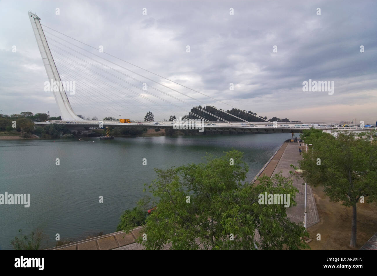 The Alamillo Bridge spans the Guadalquivir river,architector Santiago ...