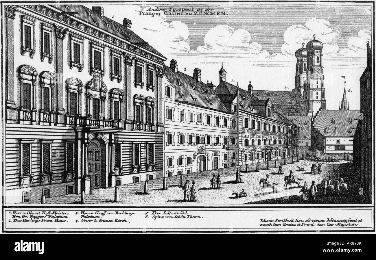 geography / travel, Germany, Munich, Prangergasse, view, copper ...