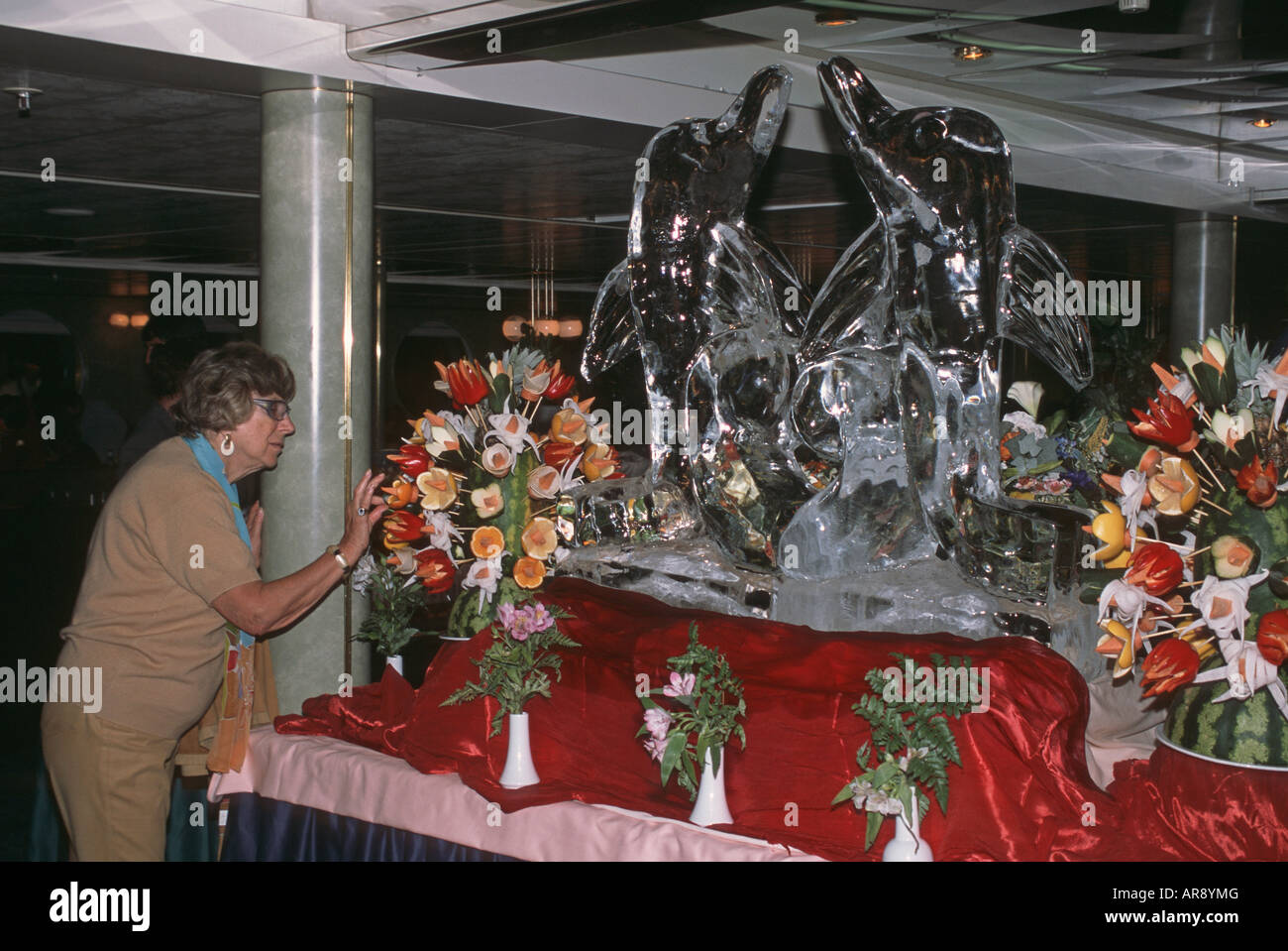 guest of a cruise ship and ice carving at the midnight buffet Stock ...