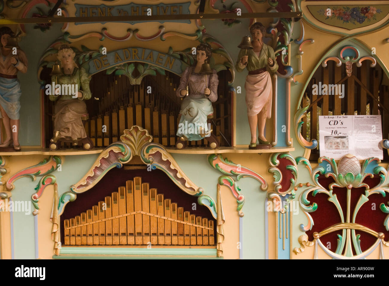 A traditional Dutch barrel organ is being operated in flower park ''the ...