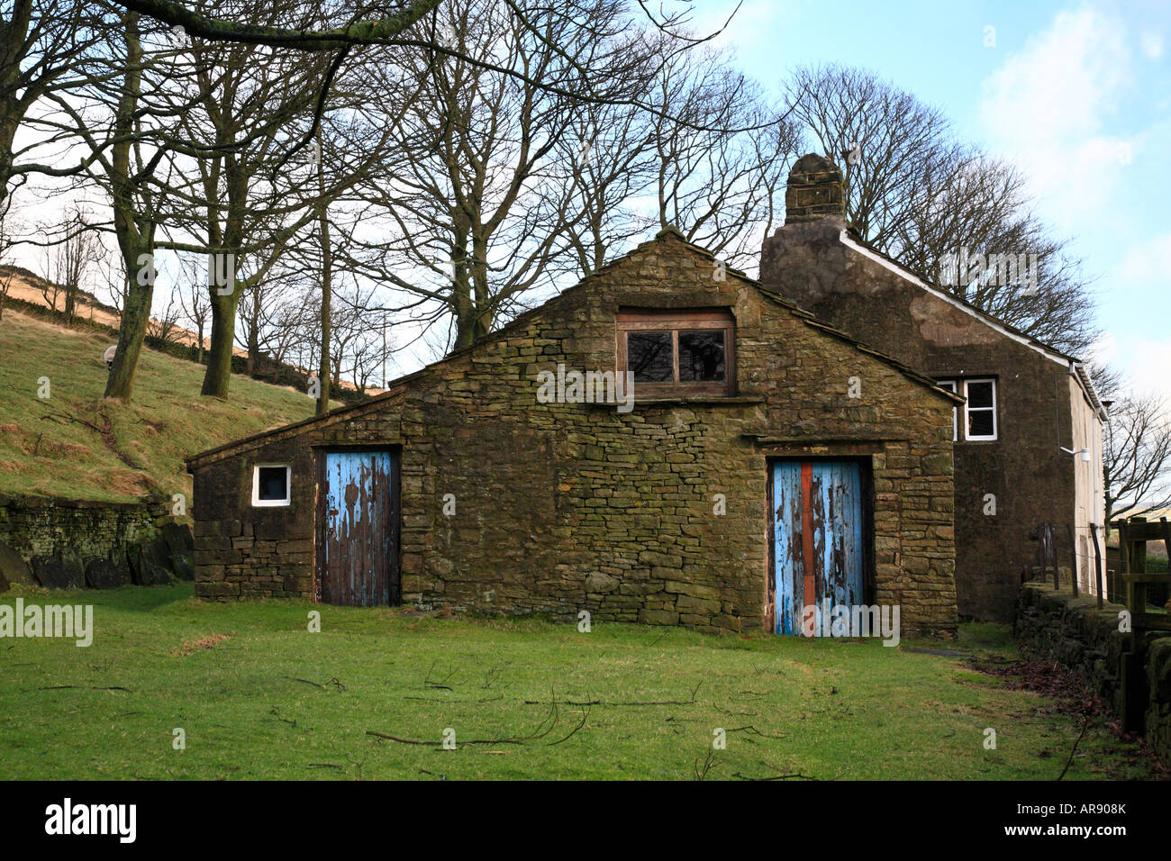 Old barn at Green Top House, Marsden, West Yorkshire, England UK Stock ...