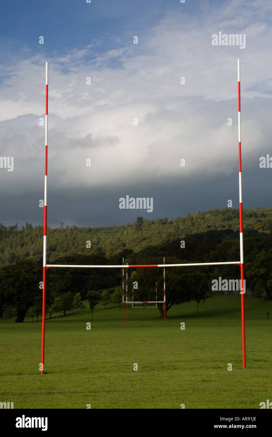 Rugby Goal Posts in Scottish Border Town of Peebles Scotland UK Stock ...