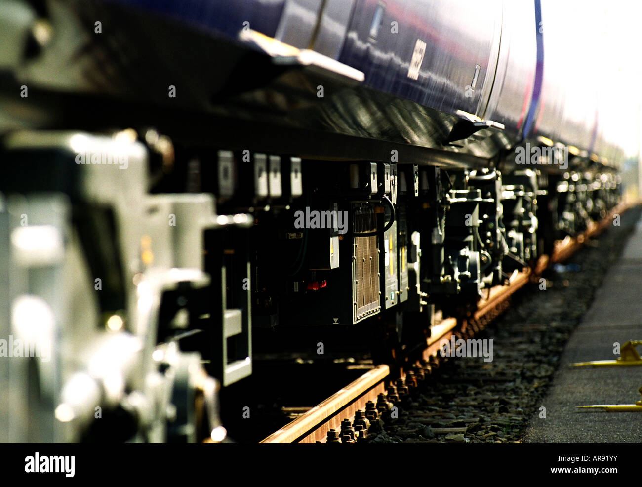 Train engine on a track Stock Photo - Alamy