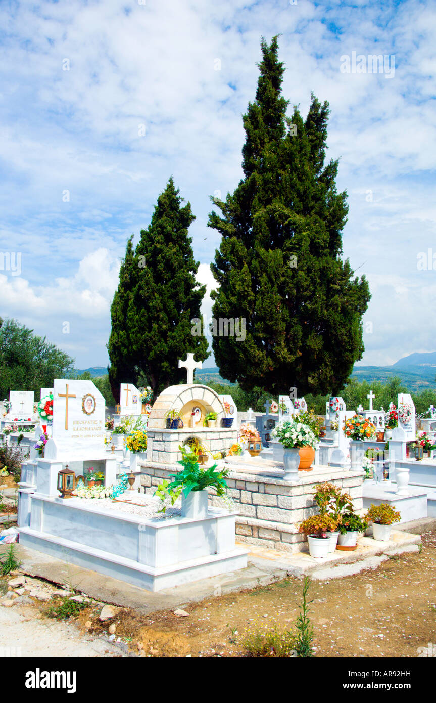 A Greek Orthodox cemetery near the village of Nea Koroni Pelopenesse ...