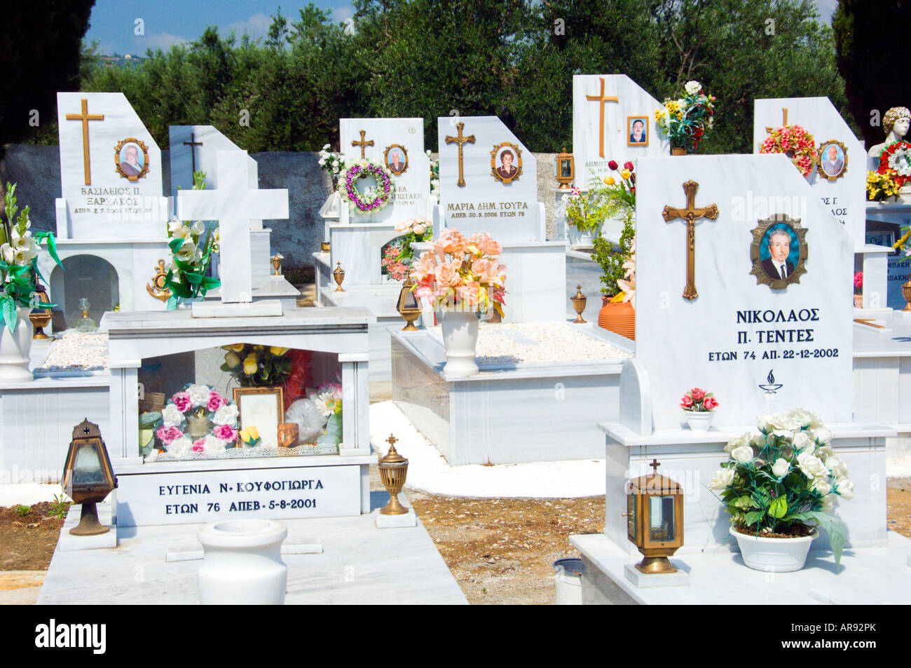 A Greek Orthodox cemetery near the village of Nea Koroni Peloponesse ...