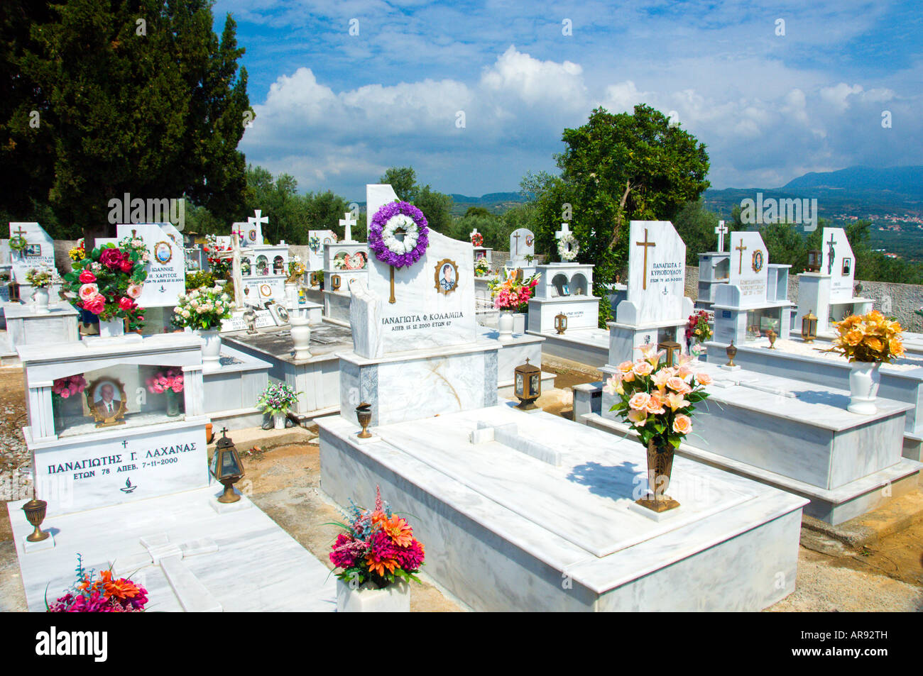 A Greek Orthodox cemetery near the village of Nea Koroni Peloponesse ...