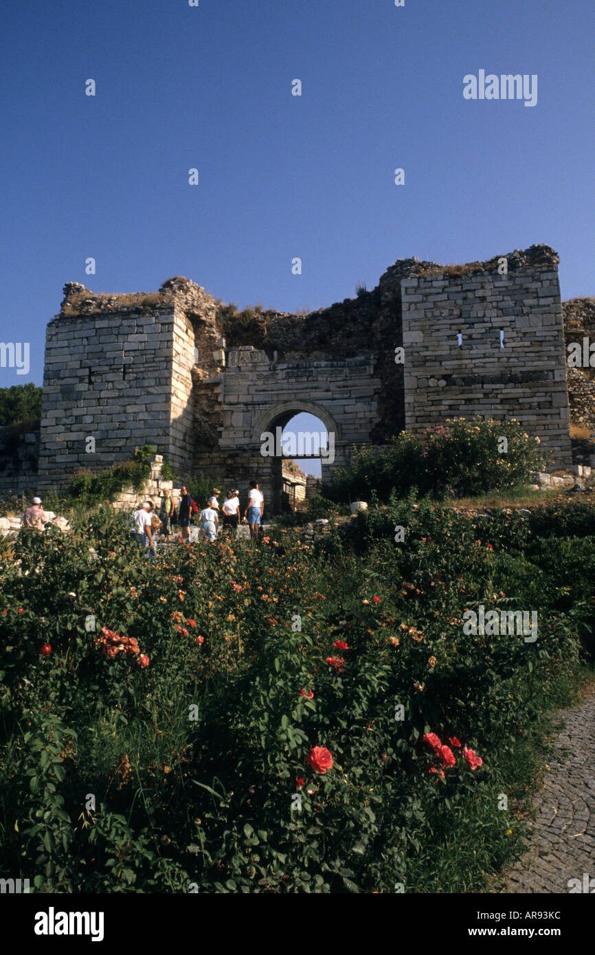 Historical ruins of Ephesus with St John Persecution Gate Turkey Stock ...