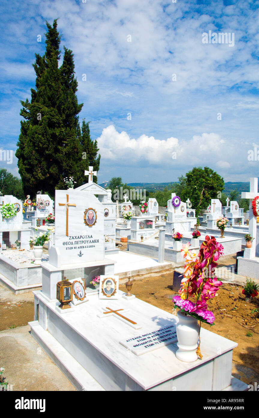 A Greek Orthodox cemetery near the village of Nea Koroni Peloponesse ...