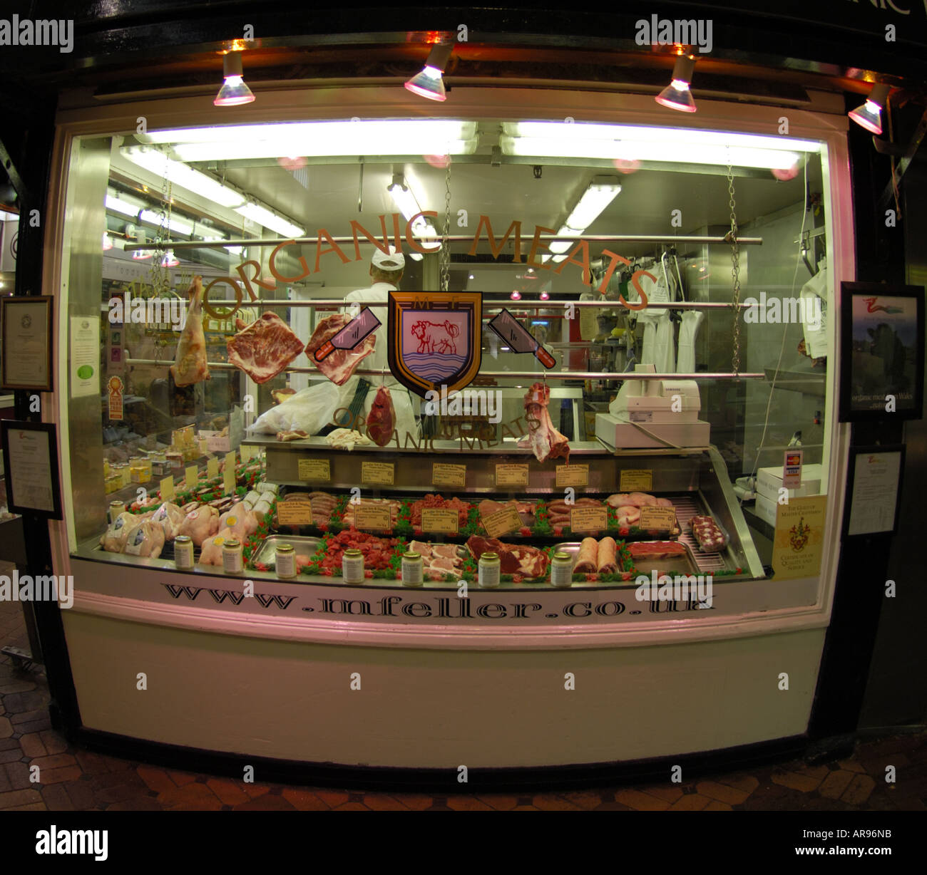 Butcher in Oxfords Covered Market Stock Photo - Alamy