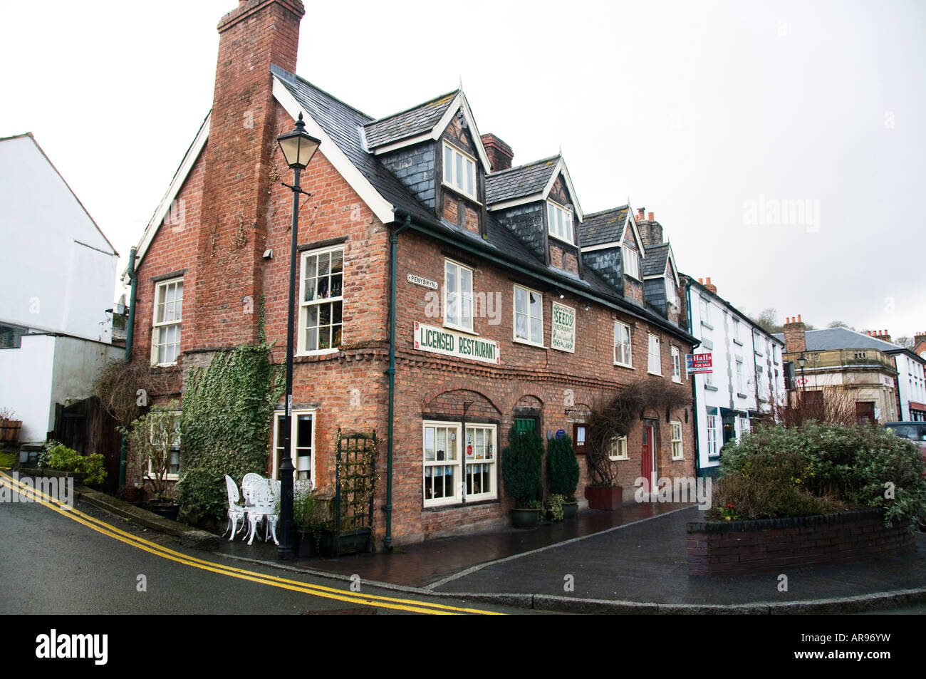 18th century building made with local bricks Llanfyllin village north ...