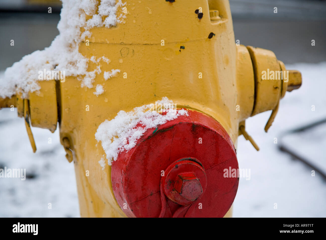 Snow on fire hydrant Stock Photo - Alamy