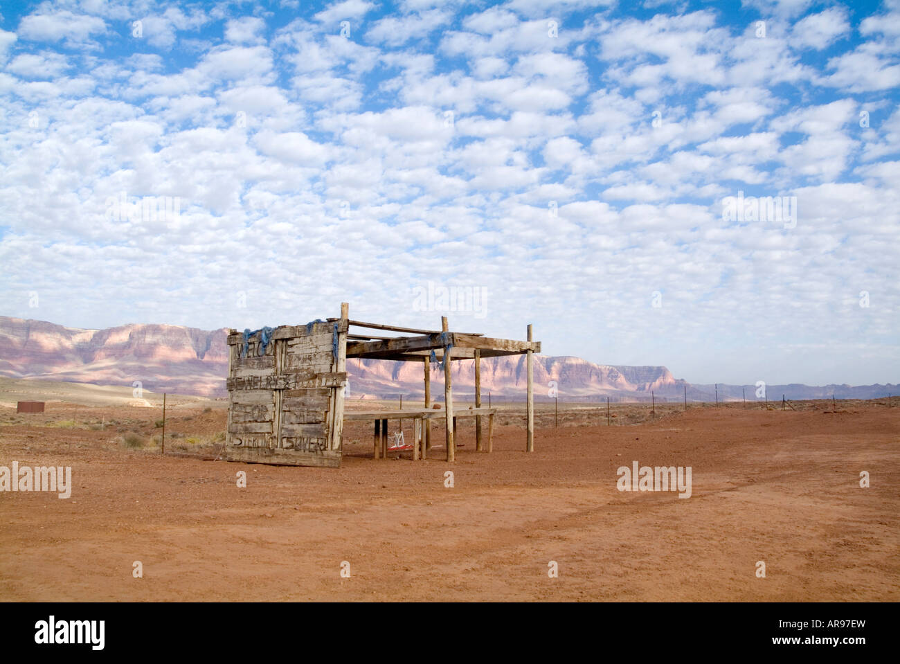 wide open space deserted desert nevada fruit stall Stock Photo - Alamy