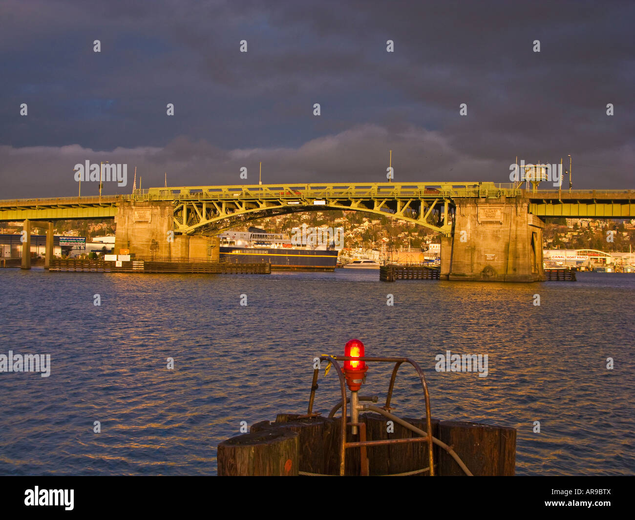 Ballard Bridge across the Lake Washington Ship Canal view from Salmon ...