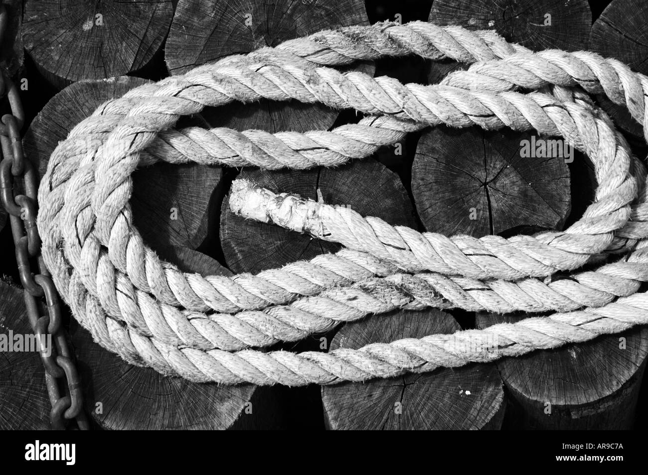 Rope on a pier Block Island Rhode Island USA RI Stock Photo - Alamy