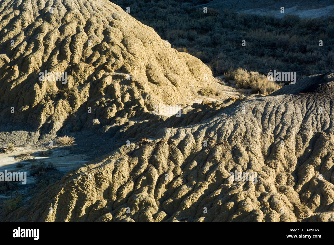 Bentonite clay erosion in the badlands of the Hell Creek Formation near ...
