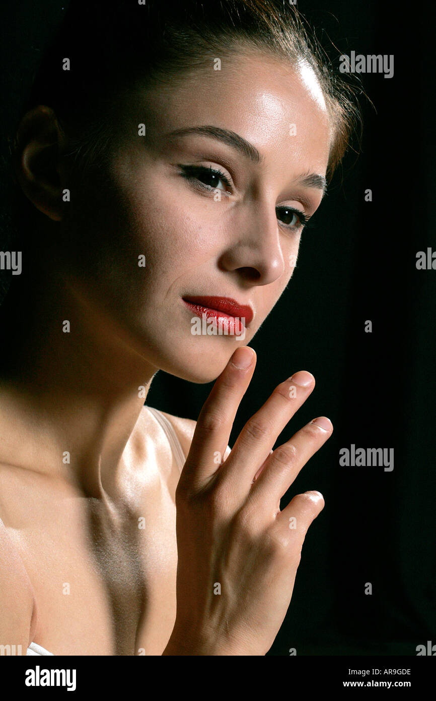 tempting alluring eye face woman female look makeup lipstick actress ...