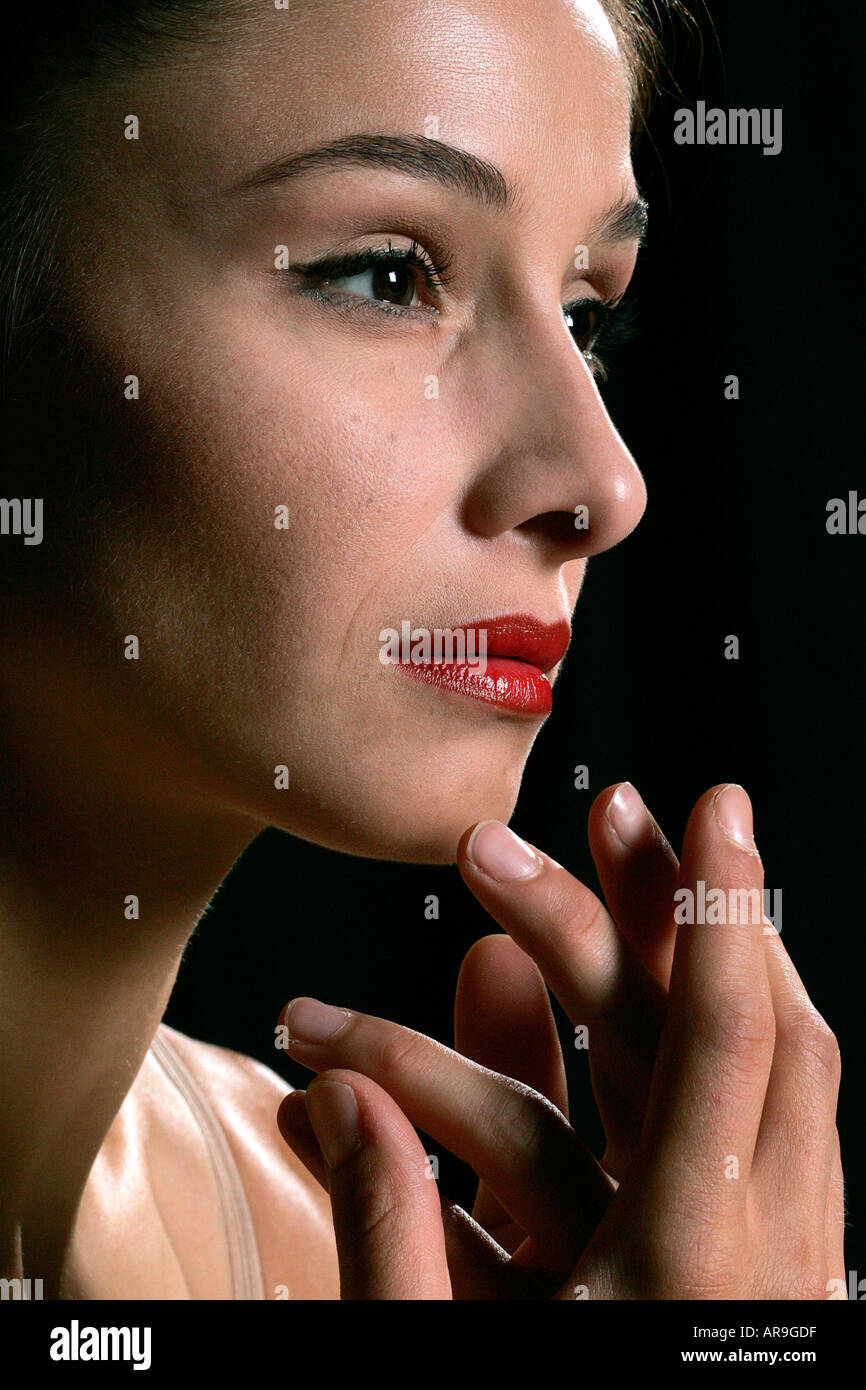 tempting alluring eye face woman female look makeup lipstick actress ...