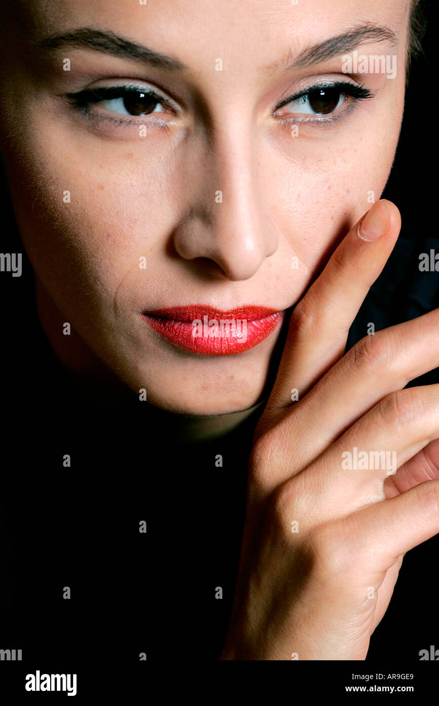 tempting alluring eye face woman female look makeup lipstick actress ...