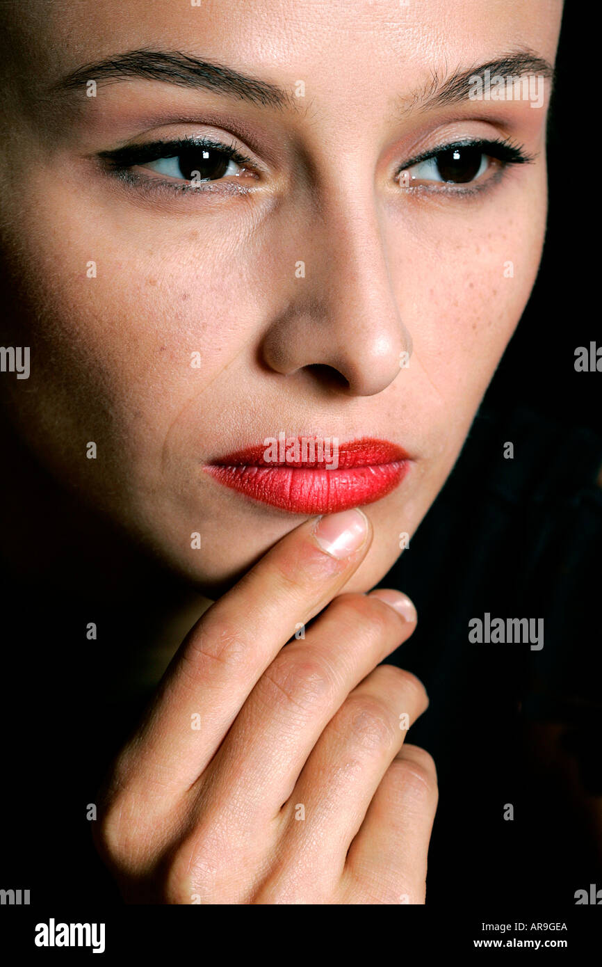 tempting alluring eye face woman female look makeup lipstick actress ...