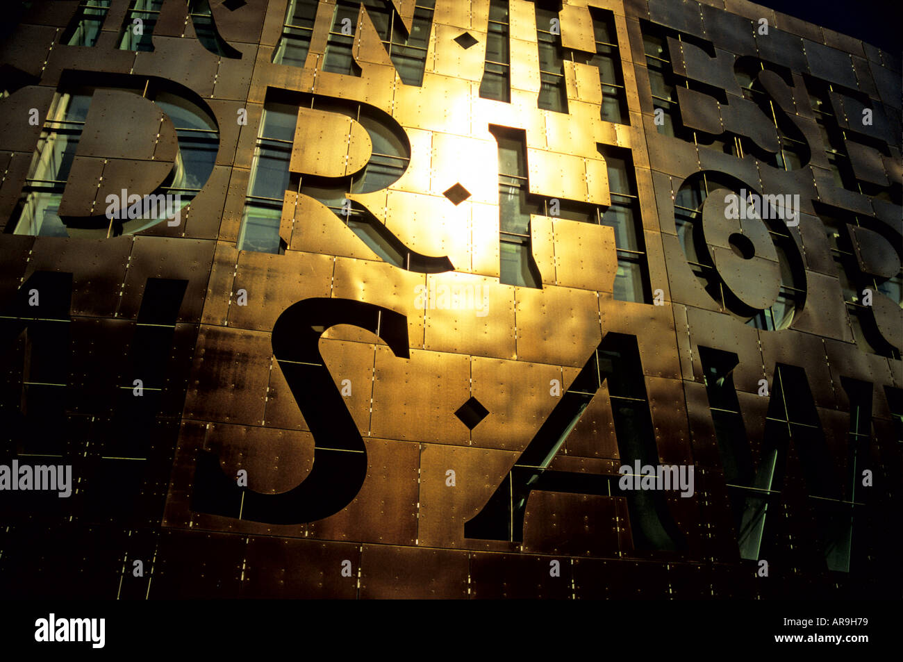Sun Reflected on Lettering Wales Millennium Centre Cardiff Bay South ...