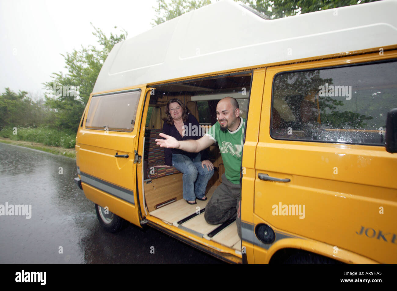VW Camper Van Combi Driving Stock Photo - Alamy