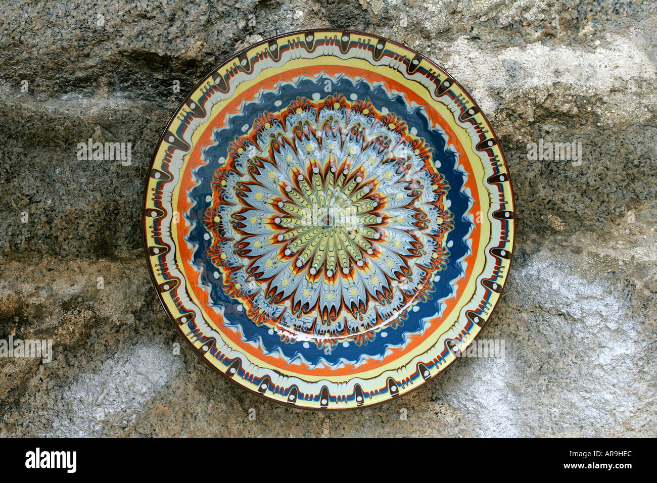 Potter traditional Bulgarian souvenir plate pottery slip glaze native ...