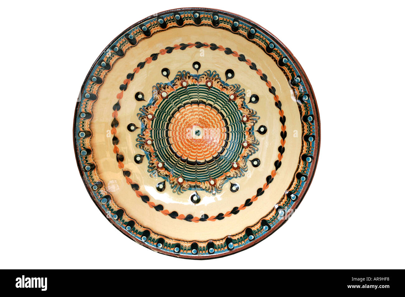 Potter traditional Bulgarian souvenir plate pottery slip glaze native ...