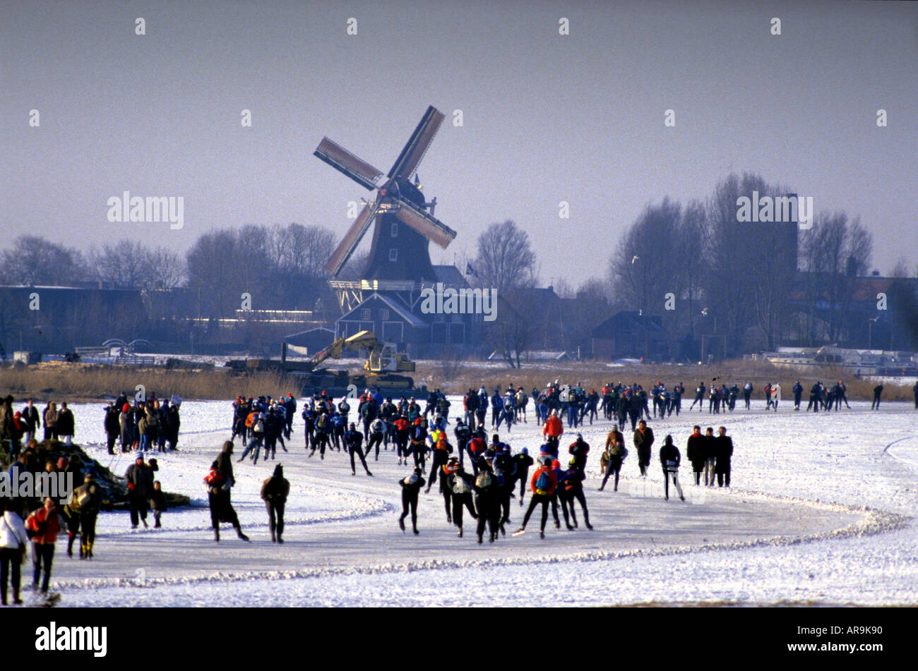The Elfstedentocht 200 Kilometer, Kilometre, ice skating race along ...