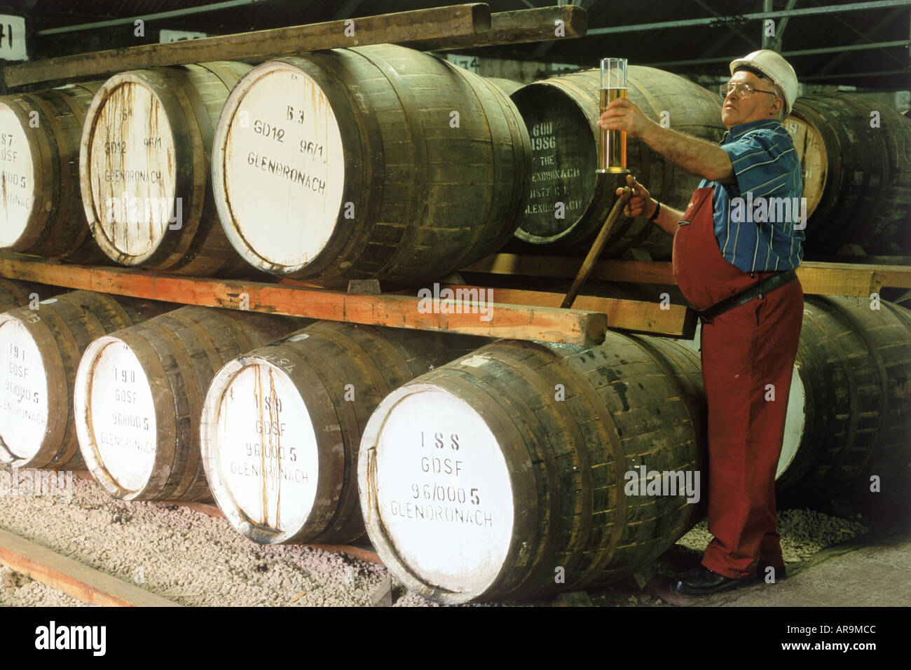 The Glendronach spirit distillery caves with still man checking their ...
