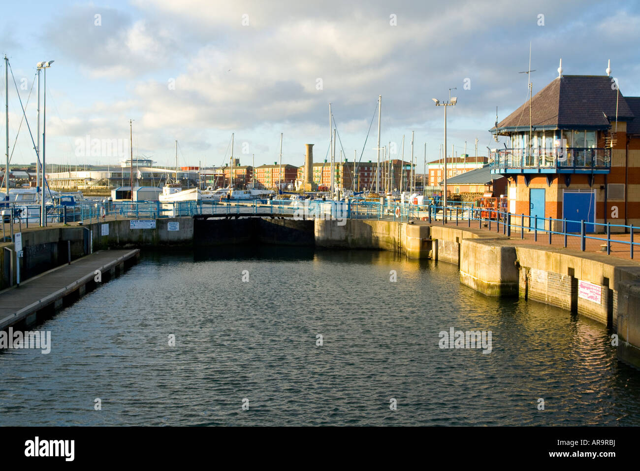 The dock gates at hartlepool marina Stock Photo - Alamy