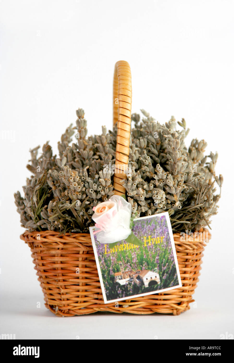 Wicker basket lavender lavanda scent plant hvar island croatia hi-res ...