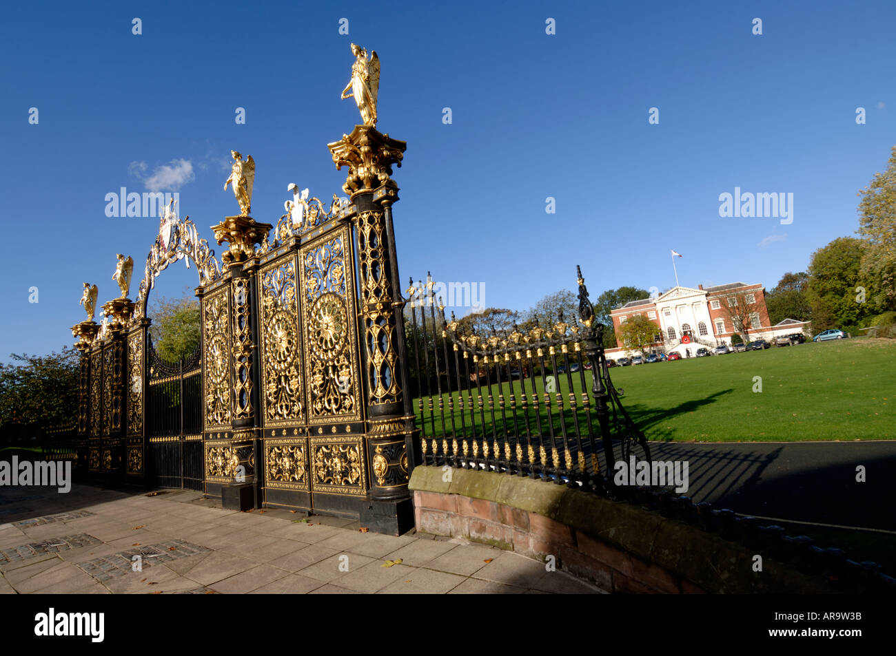 Warrington Town Hall golden gates Cheshire England UK Stock Photo - Alamy