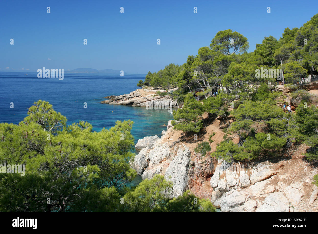 A spectacular sapphire bay near camping site in Jagodna village on Hvar ...